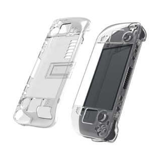 protective case for steam deck case cover clear with small stand, pc hard clear case for steam deck game console, shock-absorption anti-scratch design compatible with steam desk accessories