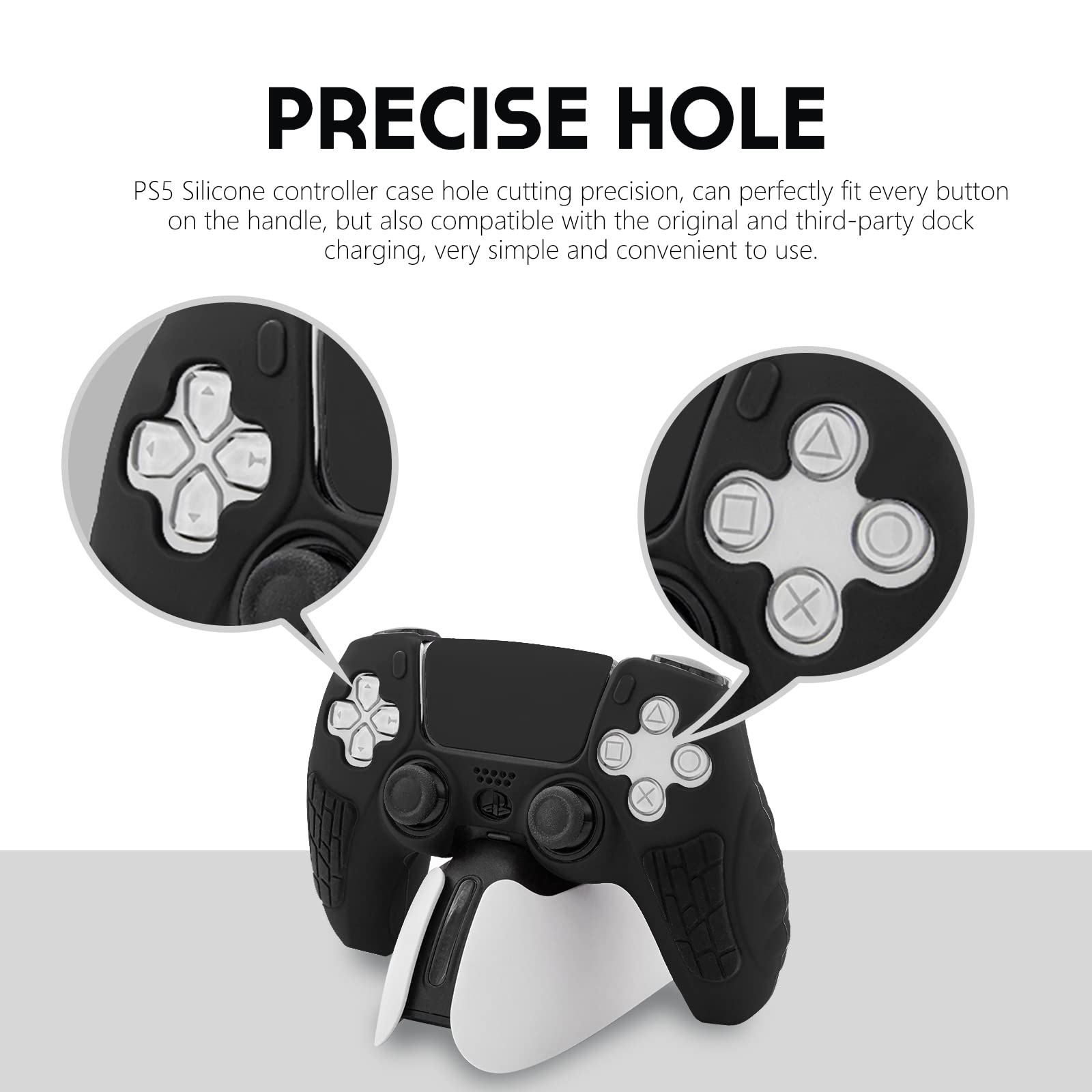 OLYGIVE PS5 Controller Accessories, PS5 Controller Skin and PS5 Controller Charger Dock