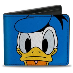 disney wallet, bifold, disney donald duck face close up and signature blue, vegan leather