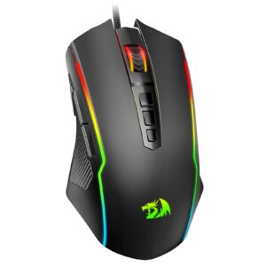 redragon gaming mouse, wired gaming mouse with rgb backlit, 8000 dpi adjustable, mouse with 9 programmable macro buttons & fire button, software supports diy keybinds, m910-k