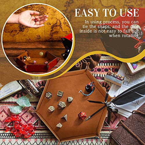 12 Pcs Dice Tray for Rolling Portable Folding Dice Holder Tray Strong Box Portable PU Leather Velvet for Dice Games Like RPG, and Other Table