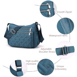 KARRESLY Crossbody Purse for Women Multi Pocket Cross Tote Small Travel Shoulder Bag Casual Messenger Bag(Blue)