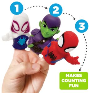 Spidey & His Amazing Friends 5 Piece Finger Puppet Set - Party Favors, Educational, Bath Toys, Floating Pool Toys, Beach Toys, Finger Toys, Playtime