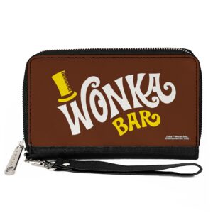 buckle-down movies wallet, zip around, willy wonka and the chocolate factory wonka bar wrapper logo, vegan leather