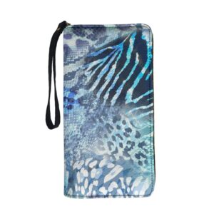 women's long wallet leopard animals skin pattern printed zip around wallet wristlet wallet clutch purse leather credit card wallet wristlet handbag multicolor one size