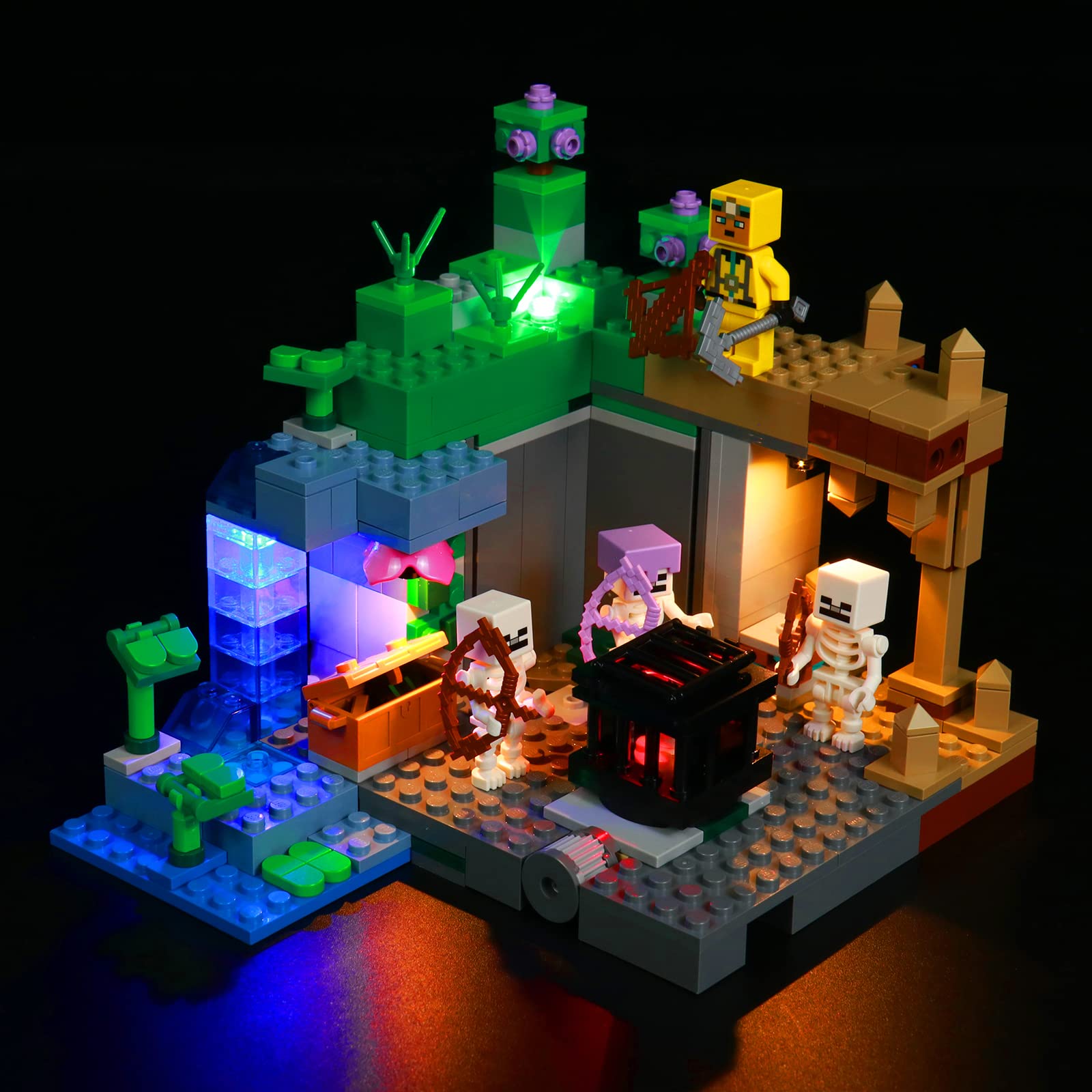 BrickBling Light Kit Compatible with Lego Minecraft The Skeleton Dungeon 21189, Minecraft Dungeon LED Lighting Compatible with Lego 21189 (No Model, Only Lights)