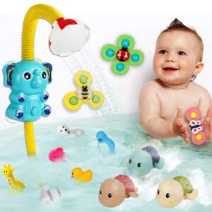 Gonumi Baby Bath Bathtub Toy with Shower Head Suction Cup Spinner Swimming Turtle, Toys Gifts for 6 to 12 Months, Toddlers 1-3, Kids Age 2-4,4-8, Water Gift Boys Girls New Born