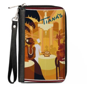 buckle-down disney wallet, zip around, the princess and the frog tianas place scene yellows, vegan leather