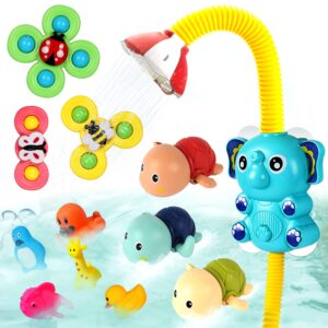 gonumi baby bath bathtub toy with shower head suction cup spinner swimming turtle, toys gifts for 6 to 12 months, toddlers 1-3, kids age 2-4,4-8, water gift boys girls new born