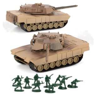 gresdent ww2 army tank and army men toys playset,2 us m1a2 tank models and 10 toy soldiers for kids boys