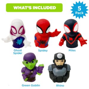 Spidey & His Amazing Friends 5 Piece Finger Puppet Set - Party Favors, Educational, Bath Toys, Floating Pool Toys, Beach Toys, Finger Toys, Playtime