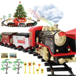 lzzapj train set for boys 3-5,electric train tracks set for toddlers 2-4 year old,christmas train sets for around the tree with smoke, light & sounds, christmas toy gifts for kids girls ages 4-8