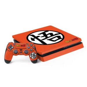 skinit decal gaming skin compatible with ps4 slim bundle - officially licensed dragon ball z goku iconic kanji symbol design