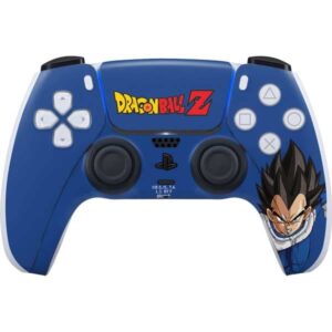 skinit decal gaming skin compatible with ps5 and compatible with ps5 digital edition dualsense controller - officially licensed dragon ball z vegeta saiyan armor design