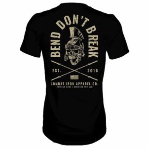 combat iron bend don't break barbell skull men's graphic short sleeve t-shirt - athletic fit tees men (black, medium)