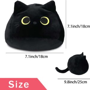 YOMOTREE Cat Stuffed Animal Toy Pillow, Soft Plush Pillow, Black Cat Plush Toy, Gifts for Boys Girls Kids (20cm/7.8in)