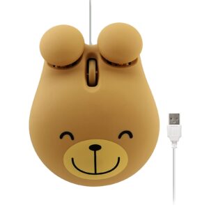 sokelinn-six wired cute mouse, usb wired mause for kids with lovely cartoon shaped, 1600pdi 3 buttons ergonomic mini mice for pc laptop desktop (brown bear)