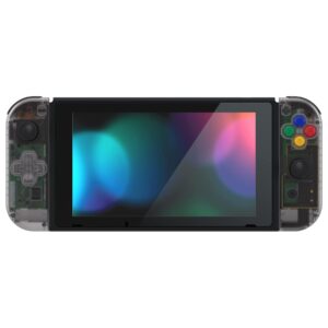 eXtremeRate Clear Black Joycon Handheld Controller Housing (D-Pad Version) with Colorful Buttons, DIY Replacement Shell Case for Nintendo Switch Joy-Con – Console Shell NOT Included