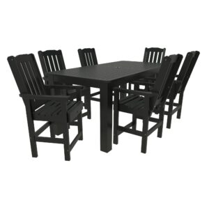 sequoia professional cm-st7sq48lc-bke springville 7pc 42x84 counter height dining set, black