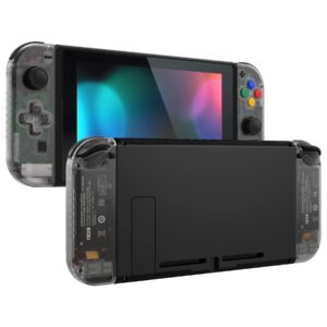 eXtremeRate Clear Black Joycon Handheld Controller Housing (D-Pad Version) with Colorful Buttons, DIY Replacement Shell Case for Nintendo Switch Joy-Con – Console Shell NOT Included