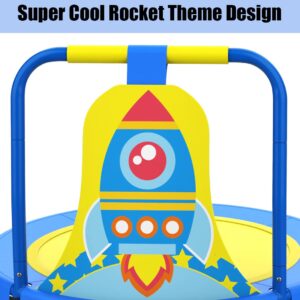 LANGXUN Rocket-Themed Mini Trampoline for Kids 6 Months to 4 Years - Indoor Trampoline Toys for Baby Boys' Birthdays