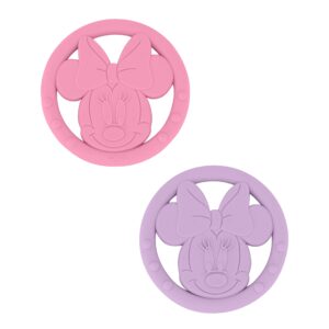 cudlie disney silicone teether toy set for infants, food grade and bpa free teethers for babies 6-12 months, 2-pack teether toys for newborns minnie mouse ii