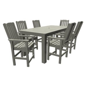 sequoia professional cm-st7sq48lc-cge springville 7pc 42x84 counter height dining set, coastal teak