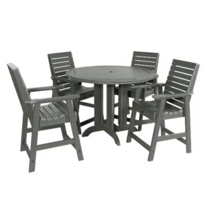 sequoia professional cm-st3sq48wc-cge glennville 5pc round counter height dining set, coastal teak