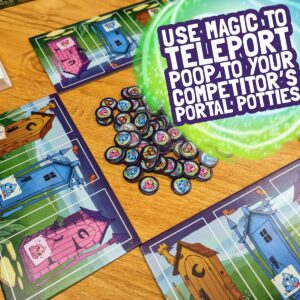 Rookie Mage Games Portal Potties - Funny Last Wizard Standing Board Games for Adults & Kids - Includes Playing Cards, Poop Emoji Tokens, Colorful Potty Boards - 2 to 4 Players, Ages 7+