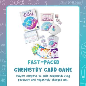 Genius Games Ion: A Compound Building Game (2nd Edition) - A Chemistry Card Drafting Game About Cations, Anion, Noble Gases - Science Accurate Board Game for High School Students, Teachers and Adults