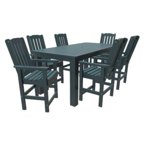 sequoia professional cm-st7sq48lc-nbe springville 7pc 42x84 counter height dining set, nantucket blue