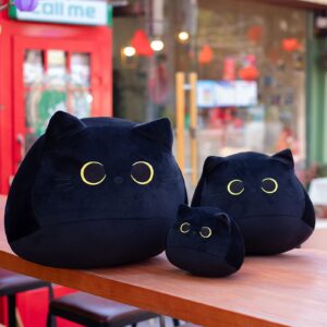 YOMOTREE Cat Stuffed Animal Toy Pillow, Soft Plush Pillow, Black Cat Plush Toy, Gifts for Boys Girls Kids (20cm/7.8in)