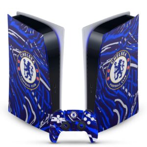 head case designs officially licensed chelsea football club abstract brush art vinyl faceplate gaming skin decal compatible with sony playstation 5 ps5 digital edition console and dualsense controller