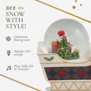 Spode Christmas Tree - Santa Sleigh Musical Snow Globe | Christmas Snow Globes | Plays “Jolly Old St. Nicholas” | Winter Snow Globe - Made from Durable Glass | Globe Decor - 6.5"