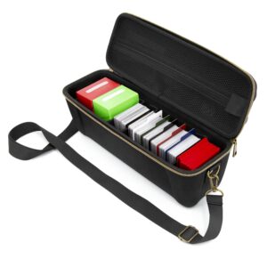 casematix card case holder for trading cards with 5 removable dividers, 5 tab dividers and shoulder strap - 1000 card game case playing card storage for unsleeved cards, sleeved cards and deck boxes