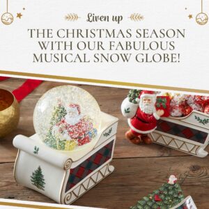 Spode Christmas Tree - Santa Sleigh Musical Snow Globe | Christmas Snow Globes | Plays “Jolly Old St. Nicholas” | Winter Snow Globe - Made from Durable Glass | Globe Decor - 6.5"