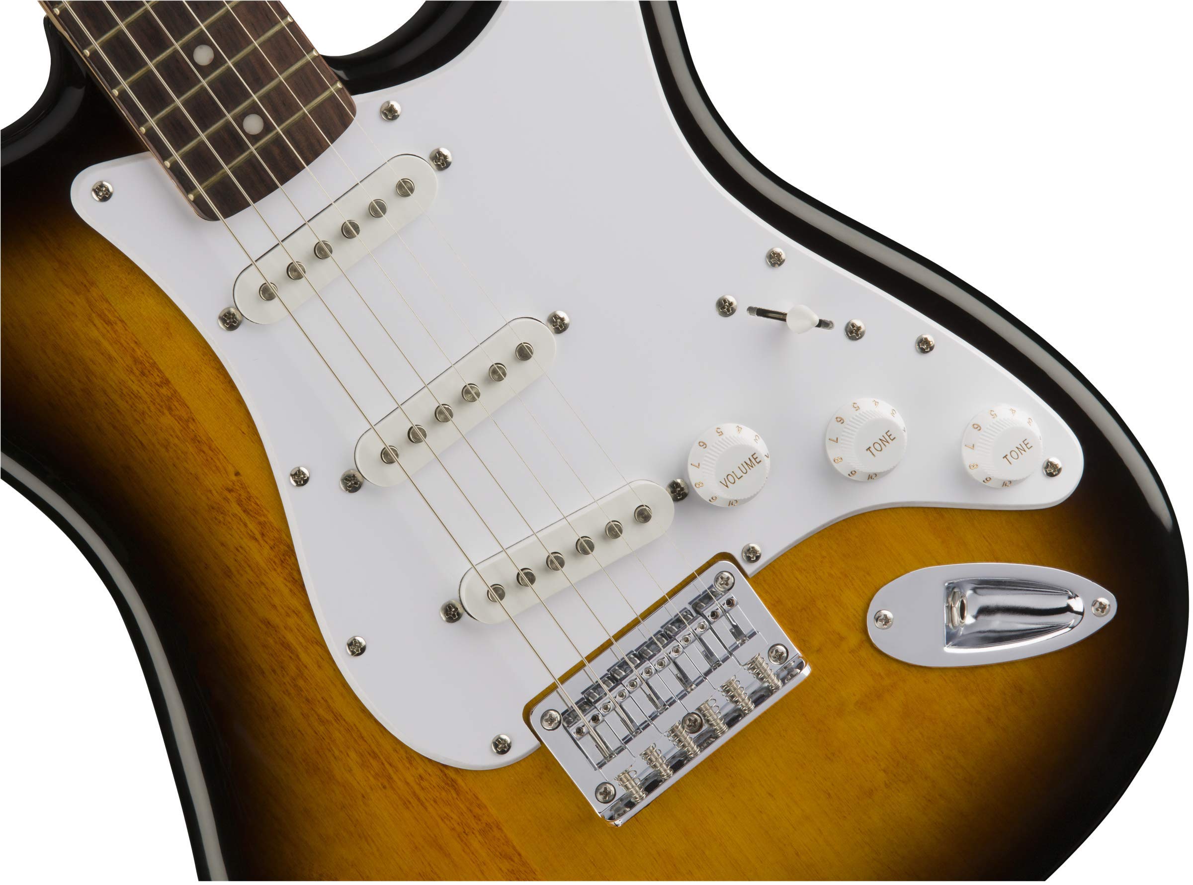 Squier Bullet Stratocaster HT SSS Electric Guitar, Brown Sunburst, Laurel Fingerboard & Professional Series Instrument Cable, Straight/Straight, Black, 10ft