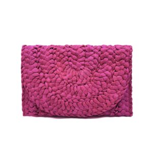 seamido straw clutch purses for women corn straw woven bags beach handbags(rose red)