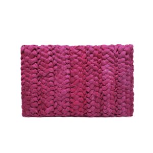 Seamido Straw Clutch Purses for Women Corn Straw Woven Bags Beach Handbags(Rose Red)