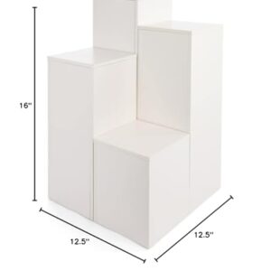 Displays2go Tall Pedestal Display Set, Four Sizes, Particle Board Construction, Melamine Finish - White (WDCUBEWHT0)