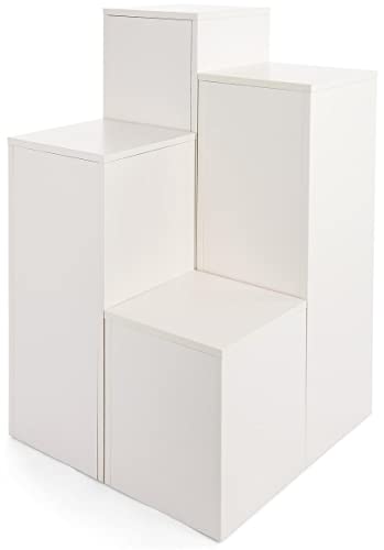 Displays2go Tall Pedestal Display Set, Four Sizes, Particle Board Construction, Melamine Finish - White (WDCUBEWHT0)