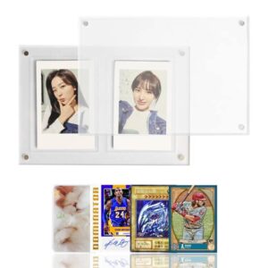 Baskiss 2 Pack Magnetic Card Holders, 66 x 91 mm Card Cares Clear Trading Cards Cases Protectors for Kpop Photocard Sports Card Baseball Card Basketball Card Trading and Display (Double Slots)