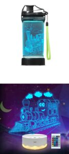 kids water bottle train theme + train night light