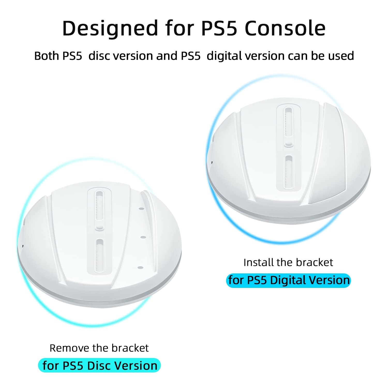 Mcbazel RGB Vertical Stand for PS5 Console, LED Base Gaming Stand with USB Hub Compatible with PS5 Console - White (NOT for PS5 Slim)