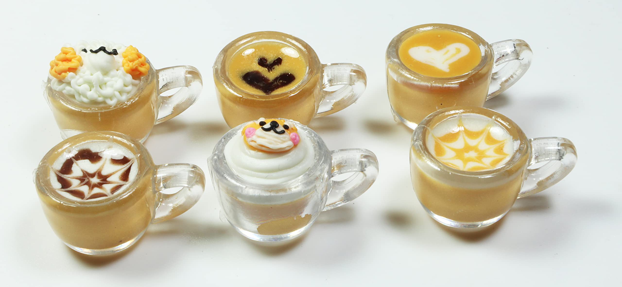 6 Mix Coffee Latte Art Dollhouse Miniature,Tiny Coffee,Drink Beverage Dollhouse Accessories for Collectibles