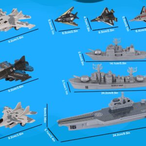 Crelloci Aircraft Carrier Military Naval Ship with Pull Back Army Fighter Jet Toy Small Scale Model Plane Submarine Kids' Play Vehicle Set for Boy Girl Children