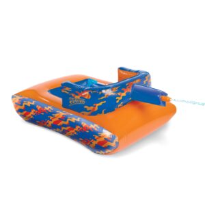 nerf super soaker megaforce battle tank ride-on – inflatable pool float with pool-fed mega water blaster