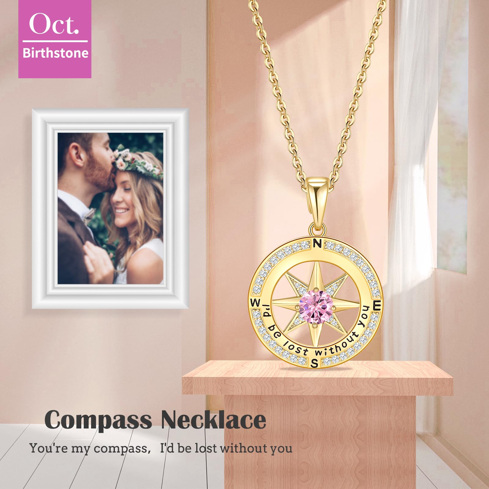 Meeshi Jewelry for Women Gifts for Her Anniversary Birthday Gifts for Wife (Gold-Oct-Tourmaline)