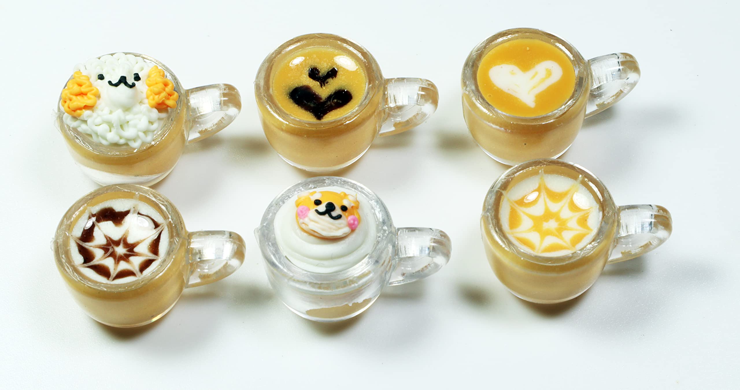 6 Mix Coffee Latte Art Dollhouse Miniature,Tiny Coffee,Drink Beverage Dollhouse Accessories for Collectibles