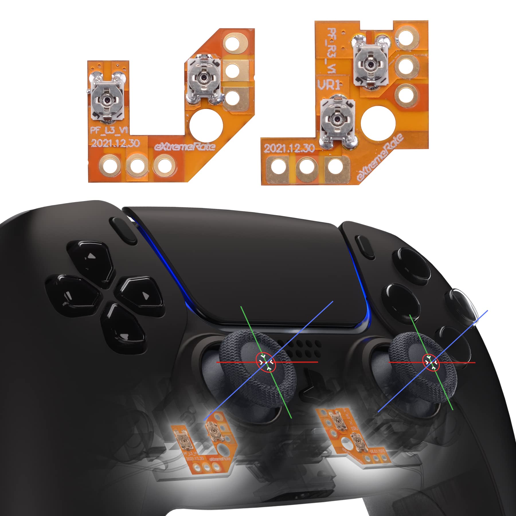 eXtremeRate Drifix Thumbsticks Drift Fix Repair Kit for PS5 Controller BDM-010 BDM-020 BDM-030 BDM-040 BDM-050, Custom Analog Stick Joystick Regulator Circuit Board for PS5 Controller